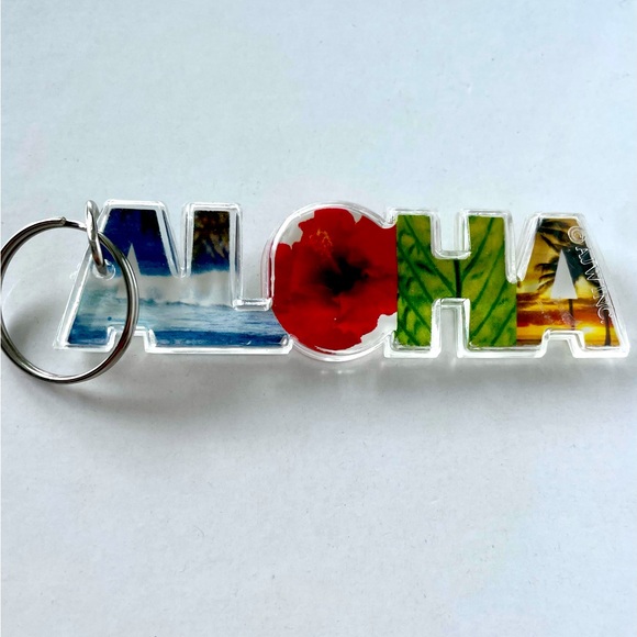 AJW Inc | Accessories | Nwot Aloha Hawaii Picture Flower Beach Key ...